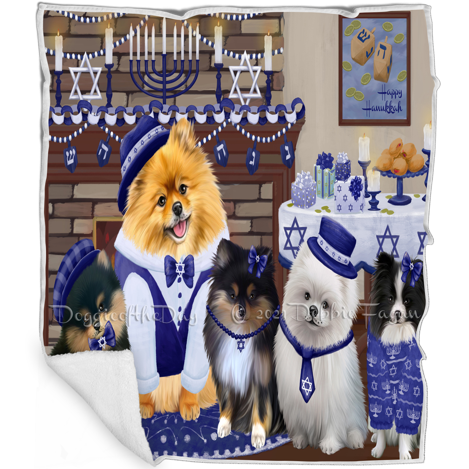 Hanukkah Family Dog Cat Pet Warm and cozy Sherpa Warm Soft Bedroom ...