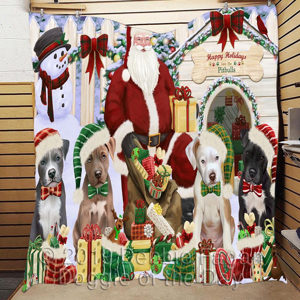Pitbull Quilt Dog Bedding Personalized Christmas Gift Many Designs NWT ...