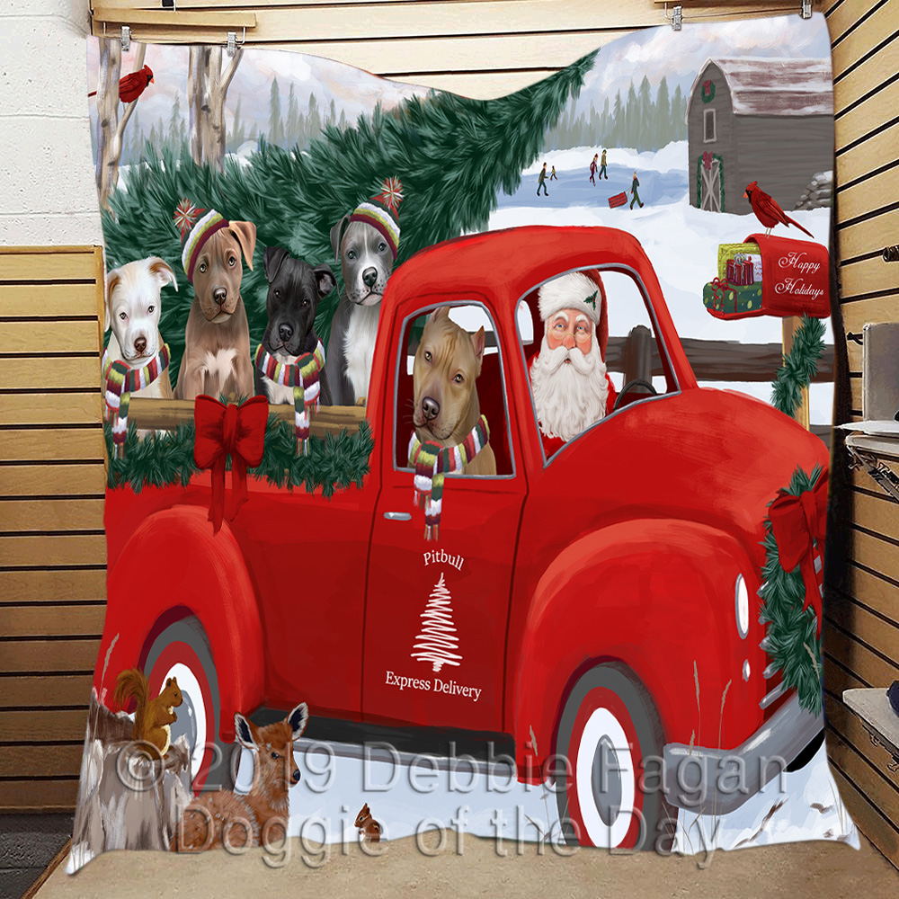 Pitbull Quilt Dog Bedding Personalized Christmas Gift Many Designs NWT ...
