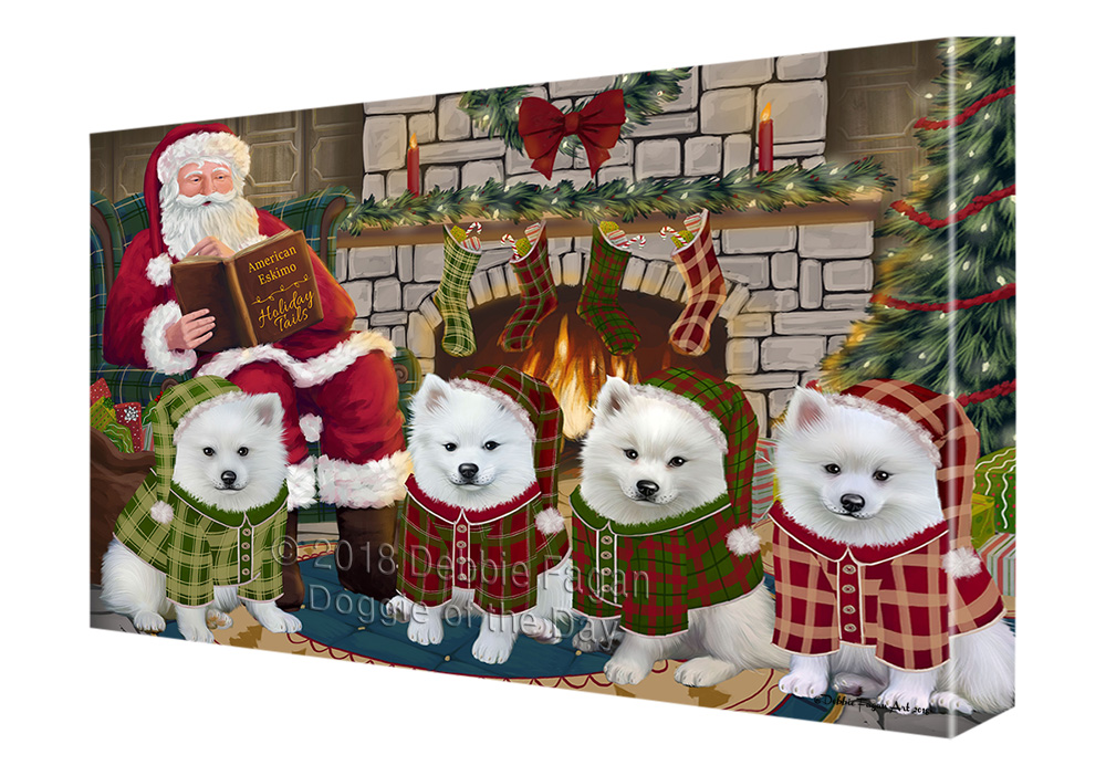 American Eskimo Dog Canvas .75" Personalized Digital Painting Christmas ...