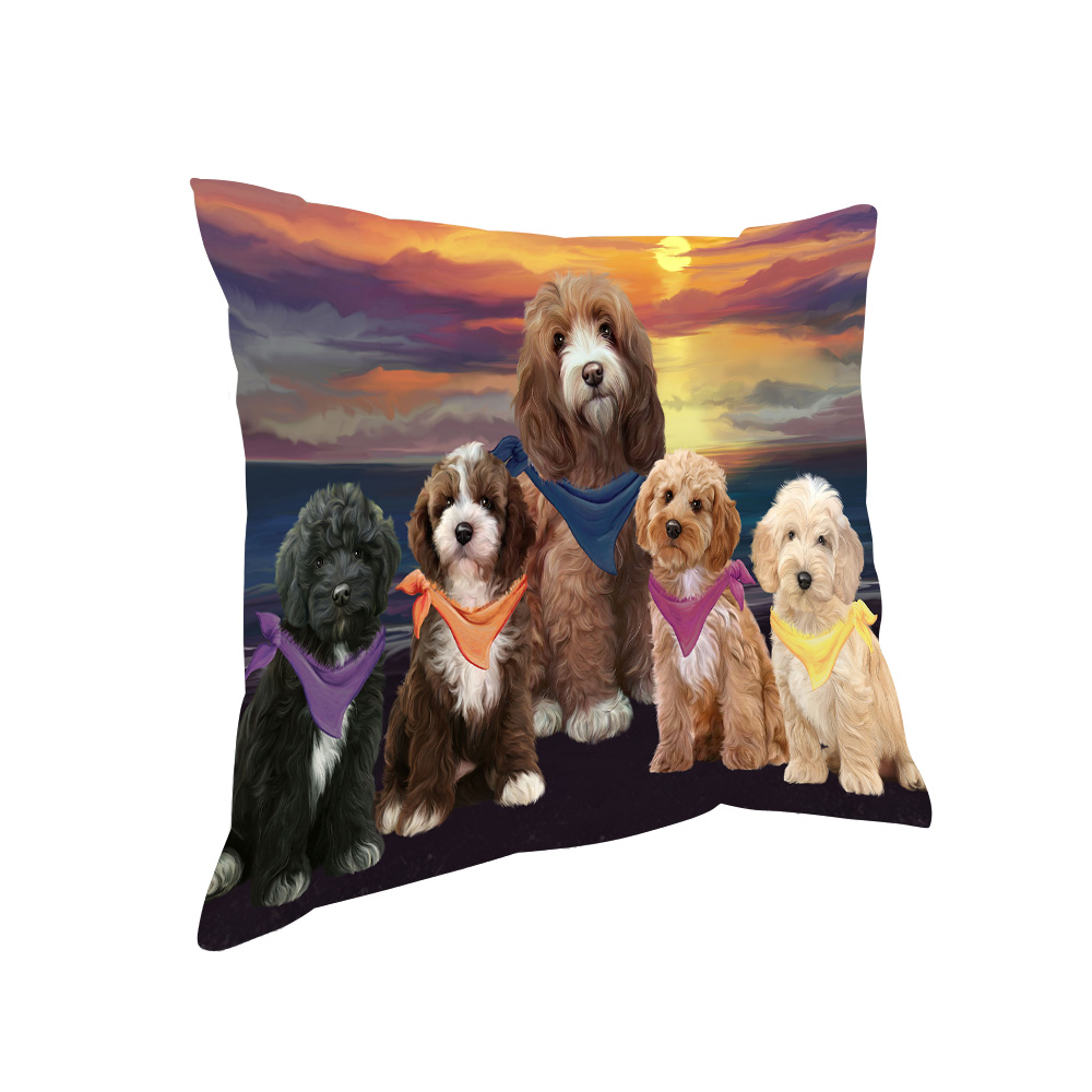 Family Sunset Dog Cat Pillow, Pet Photo Lovers Gift Home Decorative ...
