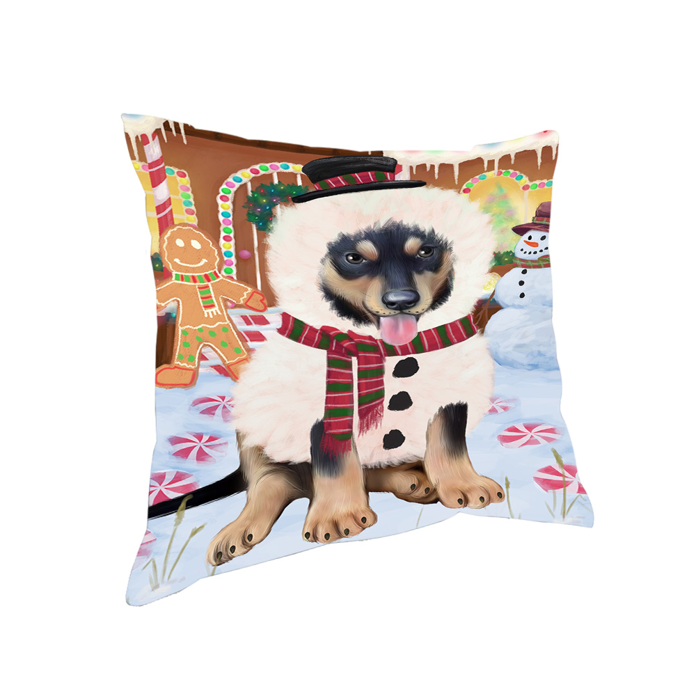 Christmas Gingerbread Snowman Dog Cat Pet Photo Throw Decorative Pillow ...