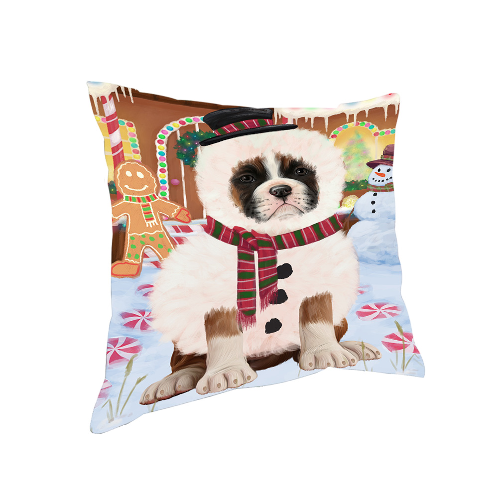 Christmas Gingerbread Snowman Dog Cat Pet Photo Throw Decorative Pillow ...