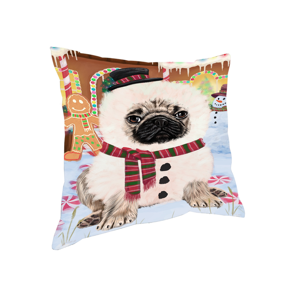 Christmas Gingerbread Snowman Dog Cat Pet Photo Throw Decorative Pillow ...
