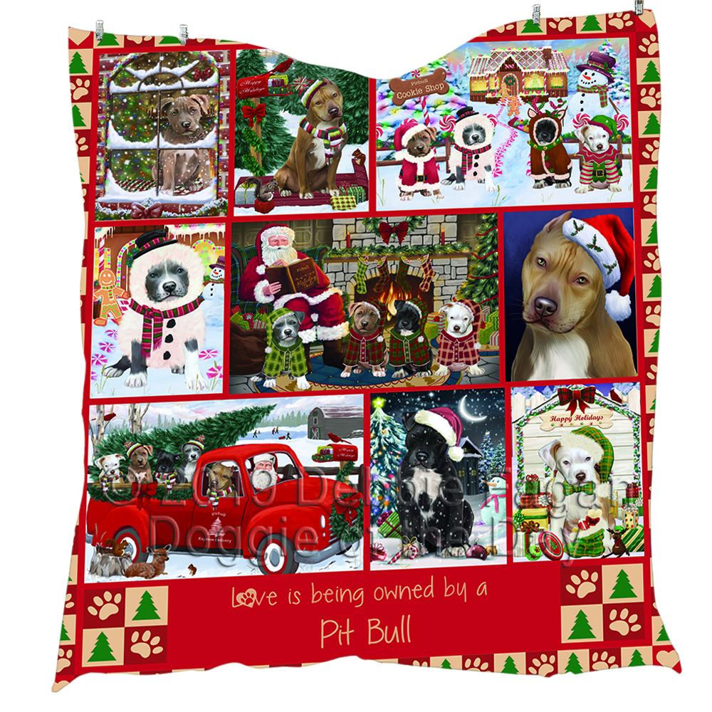 Pitbull Quilt Dog Bedding Personalized Christmas Gift Many Designs NWT ...