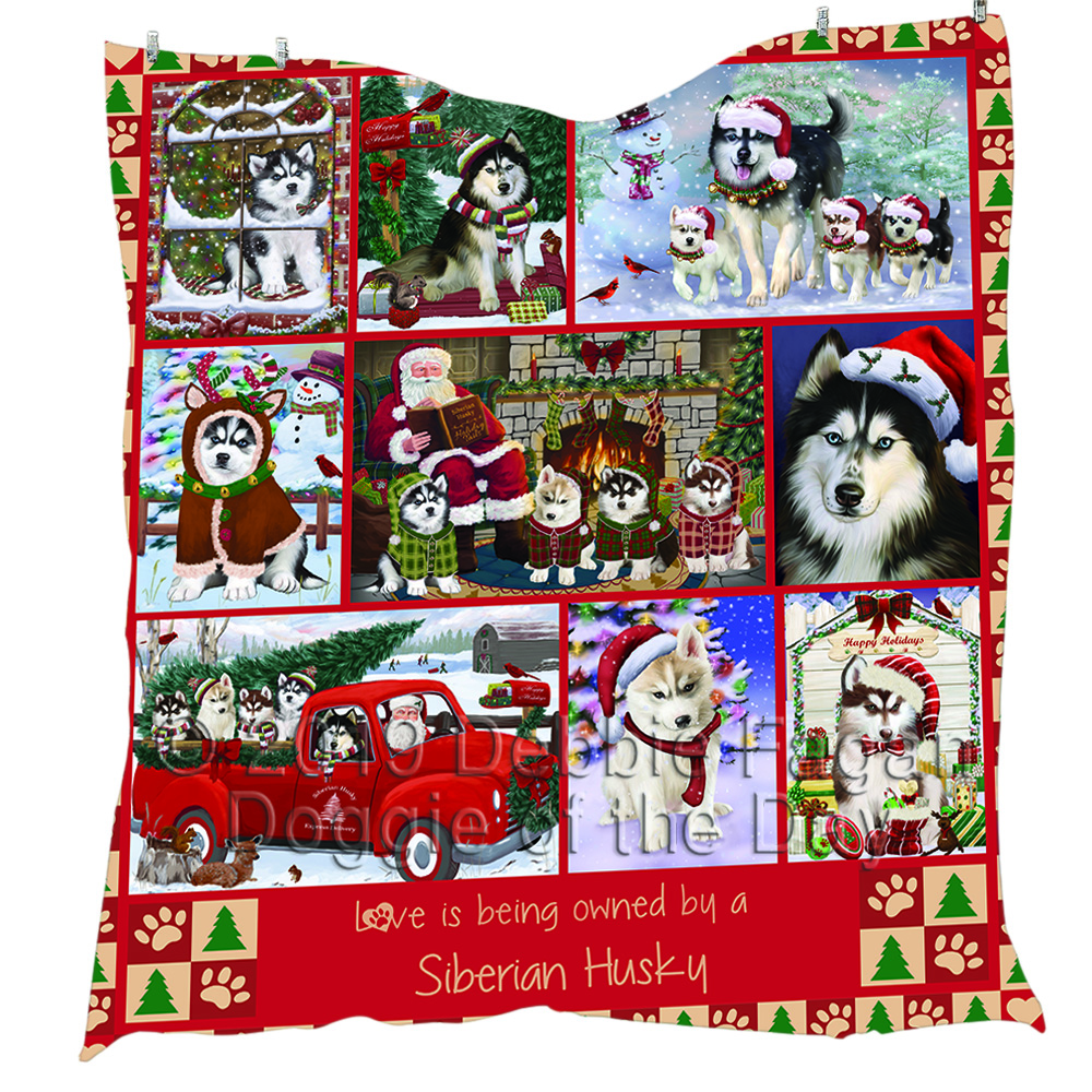 Siberian Husky Quilt Dog Bedding Personalized Christmas Gift Many ...