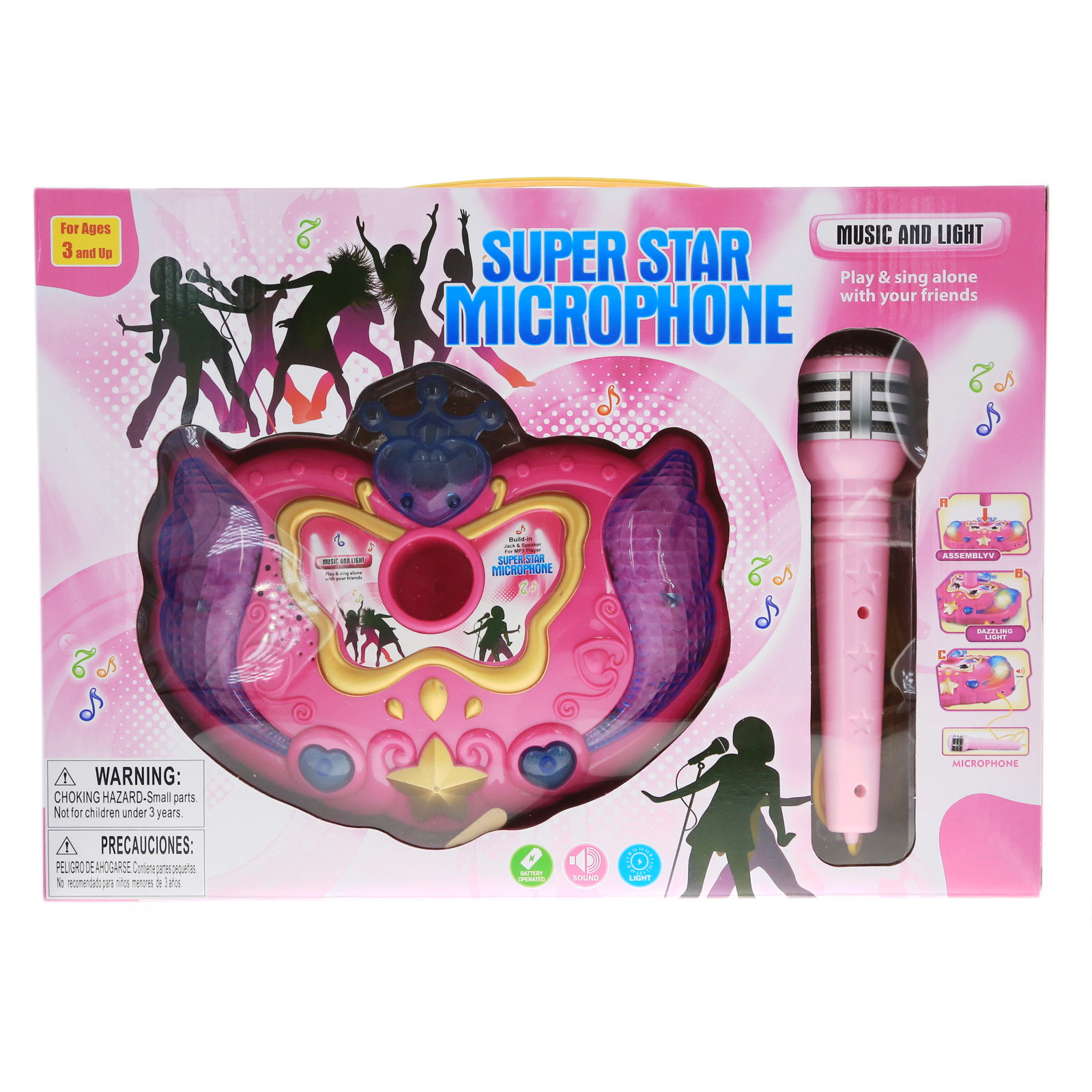 Super Star Kids MP3 Supported Toy Karaoke Stand and Microphone - Pink ...