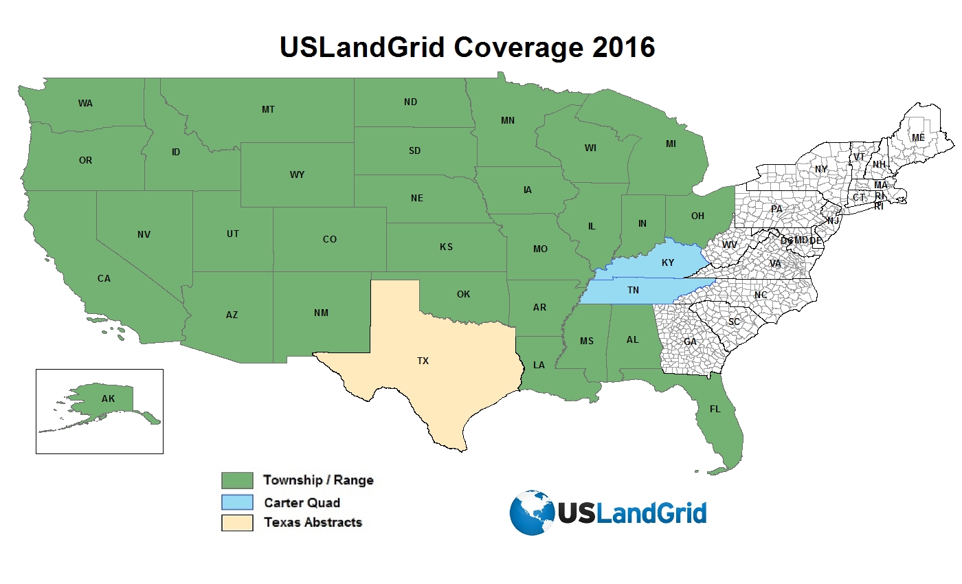 GIS Data Coverage Map – All 50 States | USLandGrid