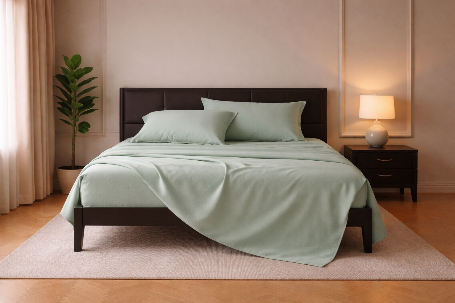 SABANAS ALGODON VERDE CLARO 800 HILOS SUPER KING