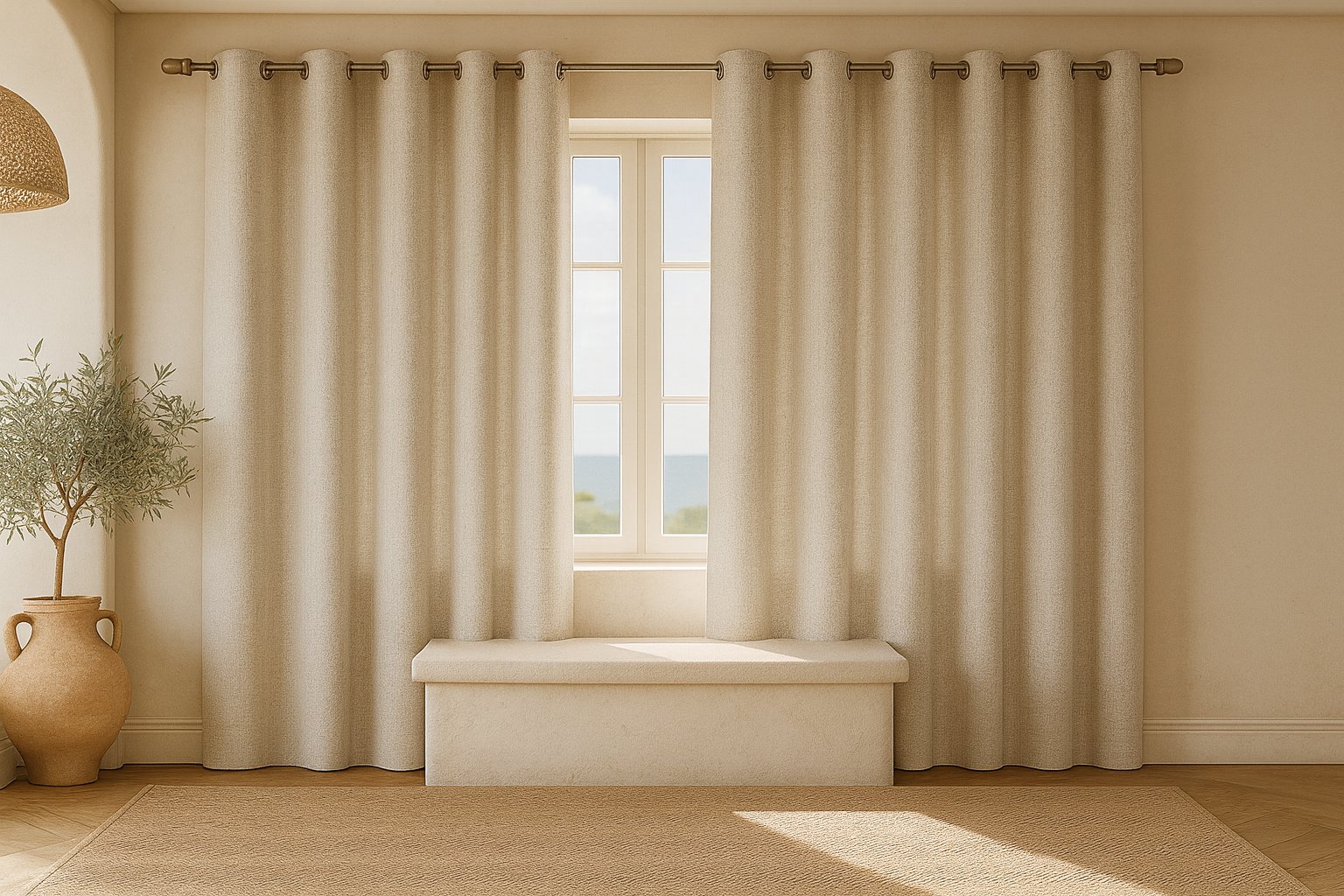 CORTINA BLACKOUT FORRO BLANCO BEIGE DOBLE PAÑO N°100