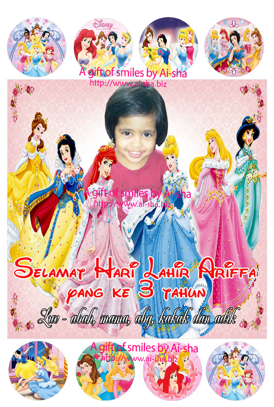 Edible Image Princess for sweet 3 year girl - Aisha Puchong Jaya