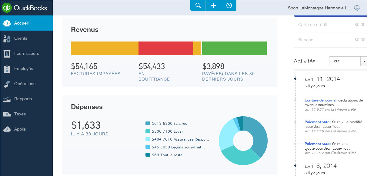 QuickBooks en Ligne – Utilisation – FormationQB