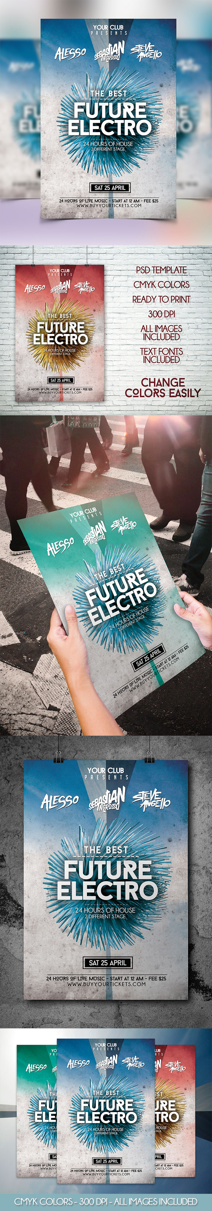 Futuristic Flyer Party Festival Template PSD - Graphicfy