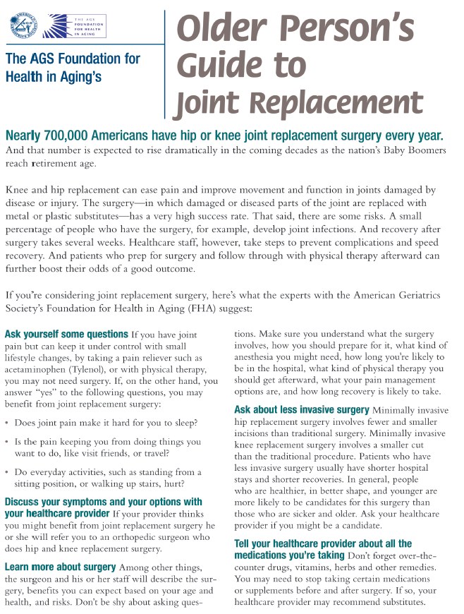 Older Person's Guide to Joint Replacement | Consultant360