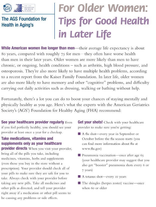 For Older Women: Tips for Good Health in Later Life | Consultant360