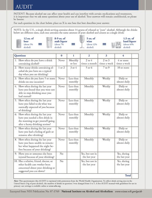 Alcohol Use Disorder Identification Test AUDIT 