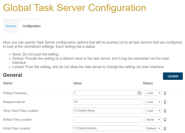 Managing Task Servers Centrally