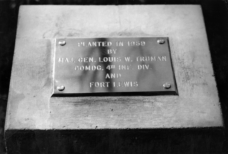 Plaque Commemorating Tree Planting at Fort Lewis Memorial Park | Harry ...