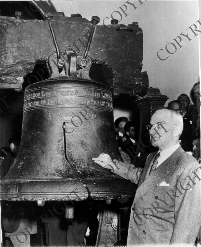 President Truman Poses Beside Liberty Bell During His Philadelphia ...