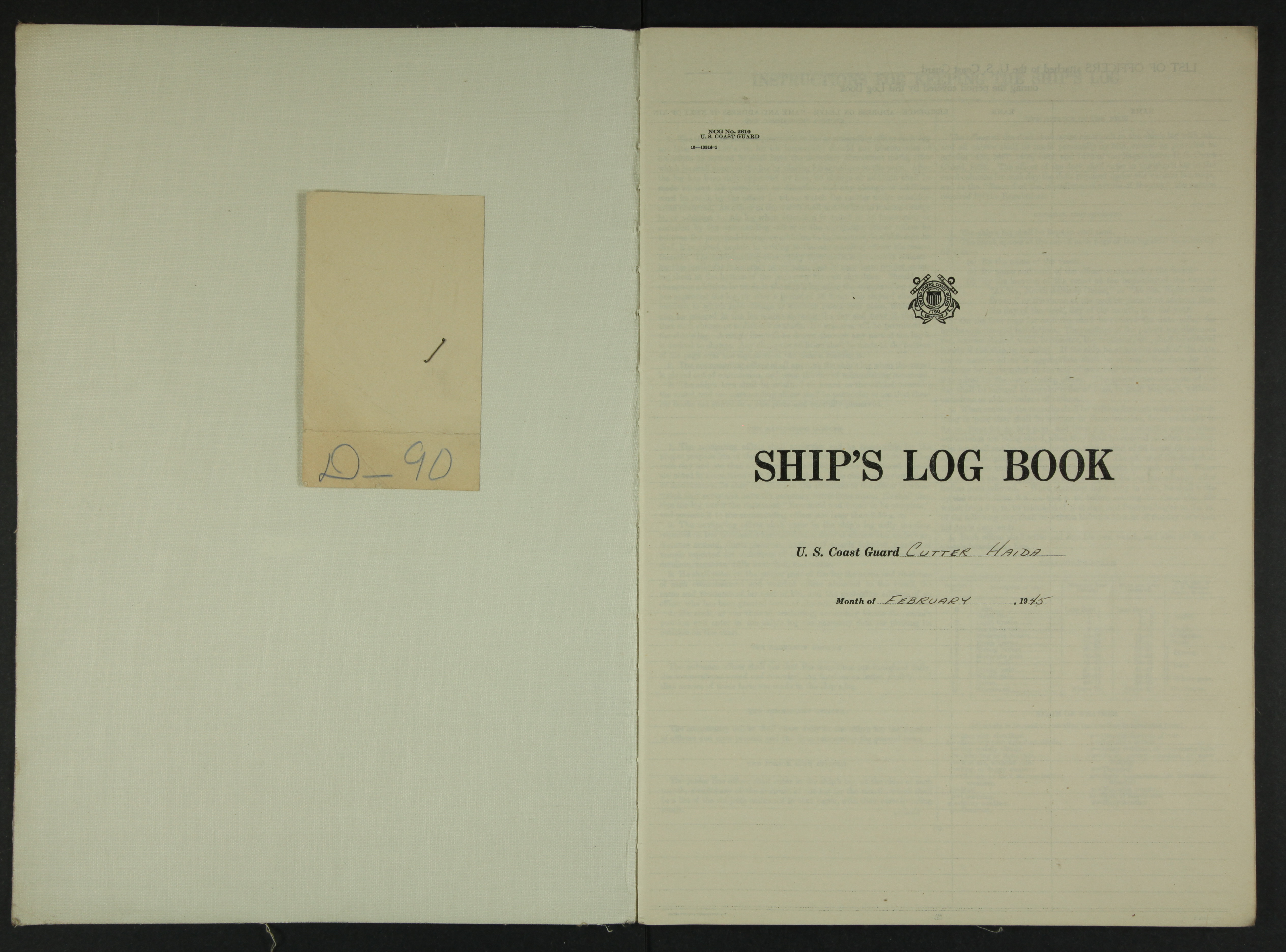USCGC Haida 1945-1946 Log Books
