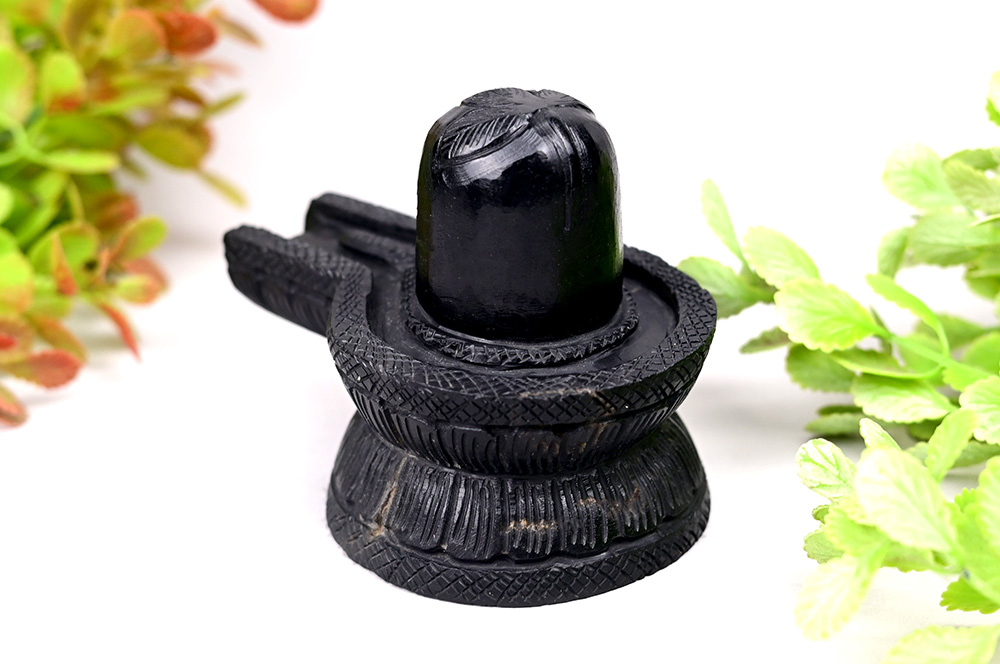 Shivaling Shaligram With Tripund, Snake & Bel Patra Engraving - 629 gms ...