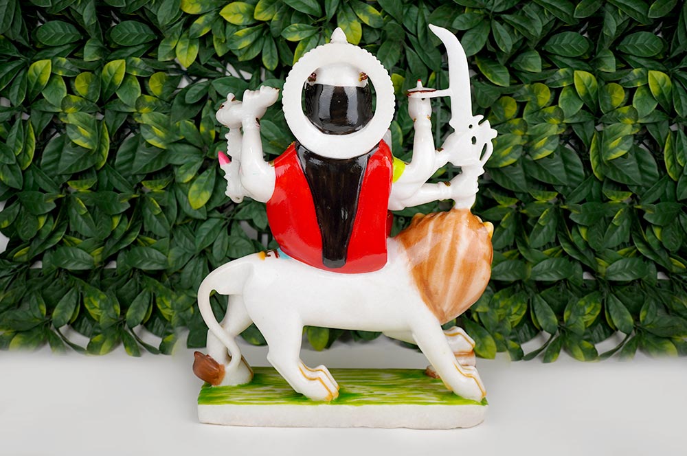 Maa Durga on Lion Idol in Marble - I - Rudra Centre