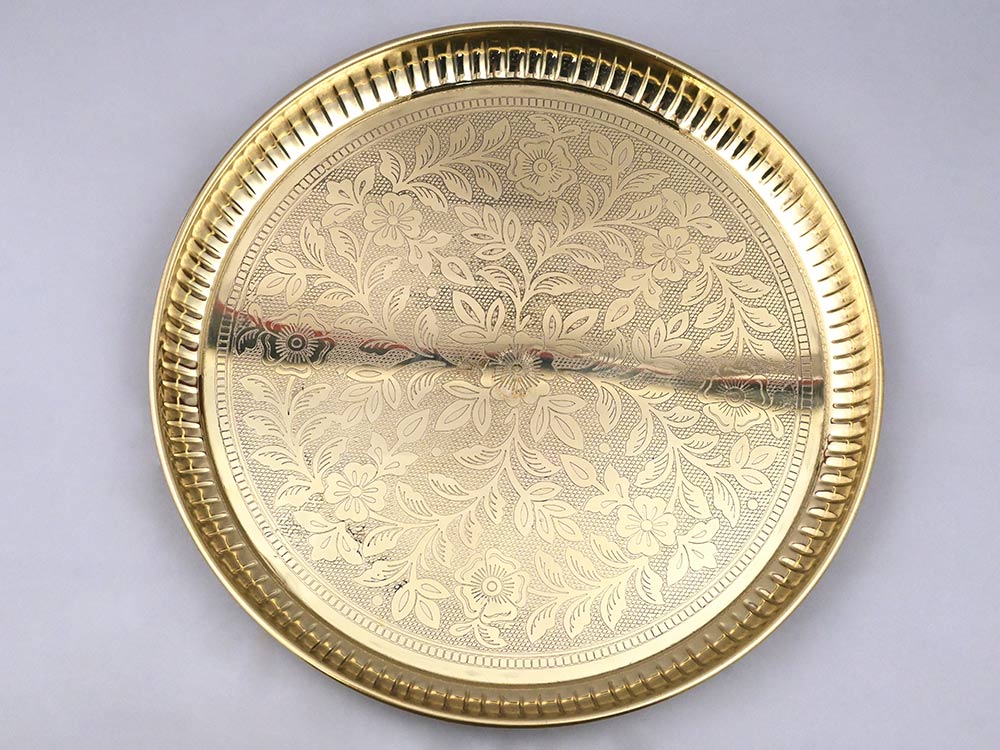 Flower Brass Puja Thali Plate