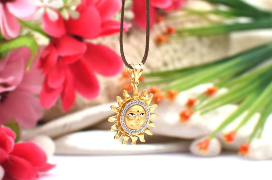 Surya Locket in Pure Gold - Design I - Rudra Centre