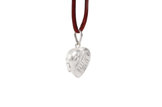Heart Locket in pure silver - Swastik Design - Rudra Centre