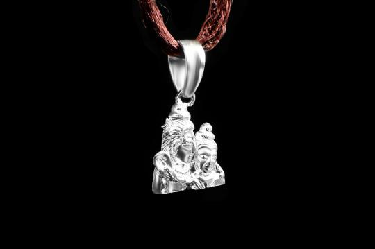 Shiva Parvati Locket in Pure Silver - 1.50 gms - Rudra Centre
