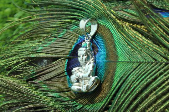 Krishna Locket in Pure Silver - Design I - Rudra Centre