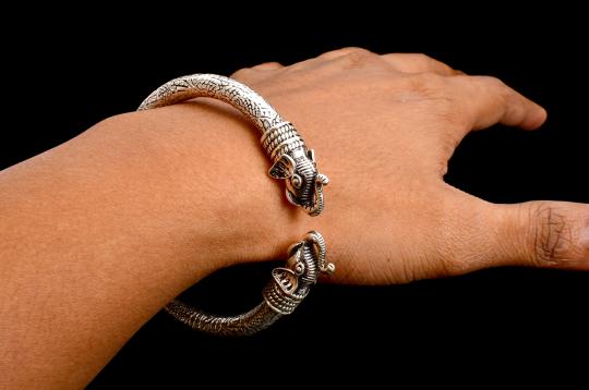 Elephant Headed Kada in Pure silver - III - Rudra Centre