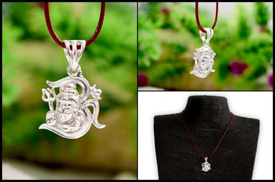 Om Shiva Locket in Pure Silver - Design II - Rudra Centre