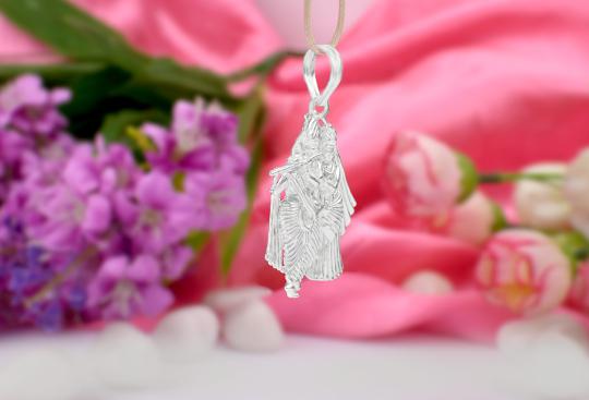 Radha Krishna Locket in Pure Silver - IV - Rudra Centre