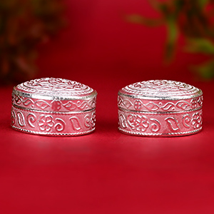 Haldi Kumkum Container Dibbi Box in 925 Silver (Set of 2)
