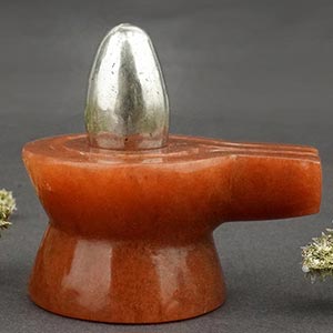 Parad Lingam in Red Jade Yoni Base Jalhari - 287 gms