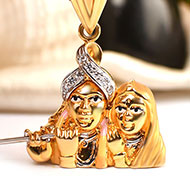 Radha Krishna Gold & Silver Pendant, Dollar Locket Online in Stunning ...