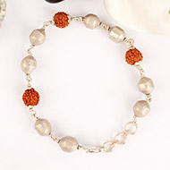 Rudraksha and Parad Bracelet in silver knot - 10 to 13mm