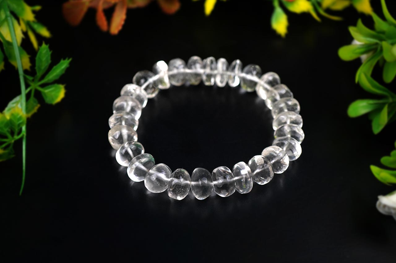 Button Shape Sphatik Bracelet in Elastic - Rudra Centre