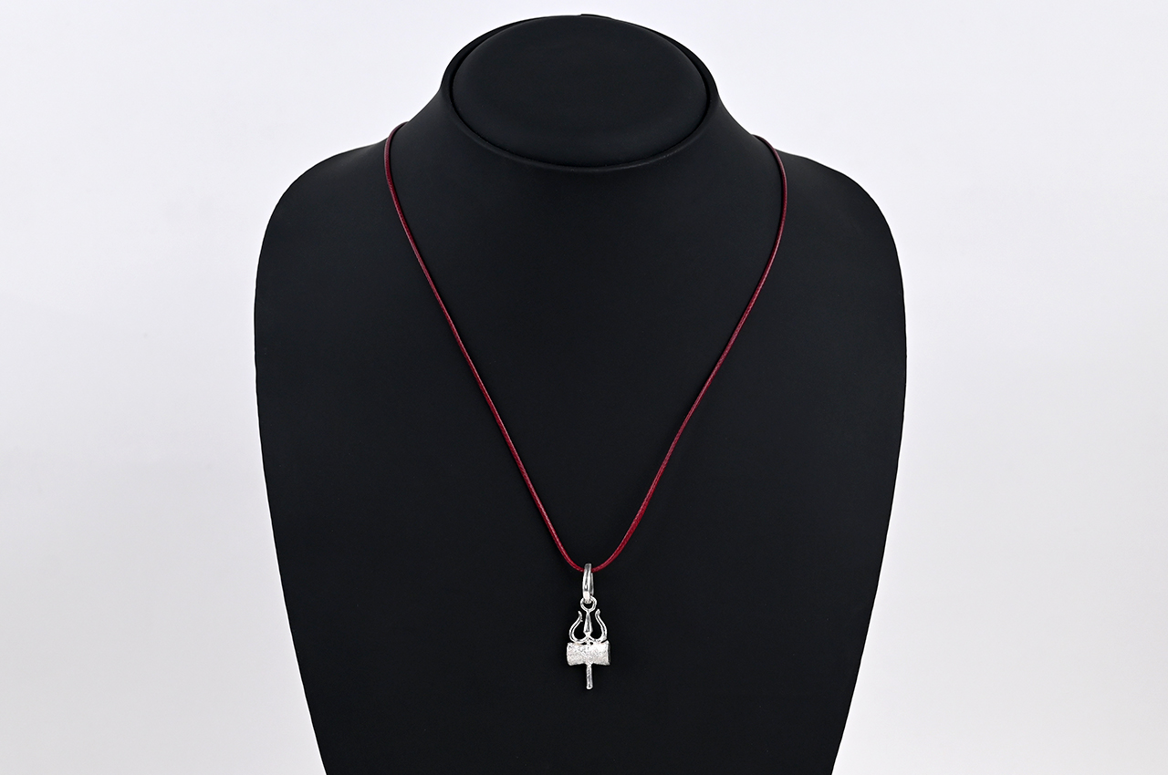 Trishul Damru Locket in 925 Silver - Rudra Centre