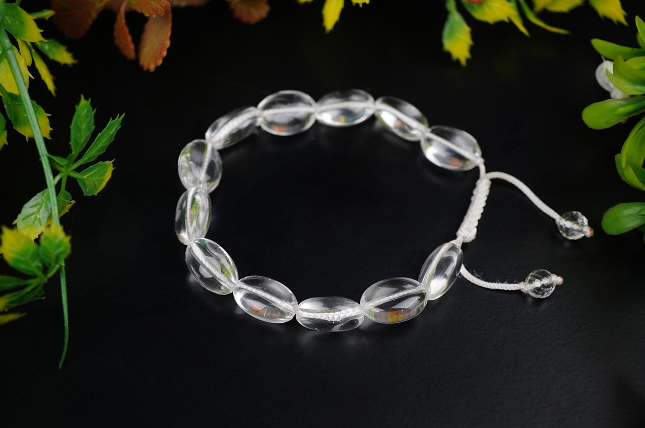 Oval Sphatik Bracelet With Adjustable Thread - Rudra Centre