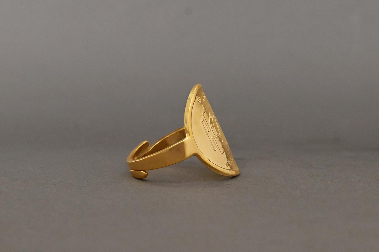 Shree Durga Bisa Yantra Ring in Pure Gold (22K) - Rudra Centre