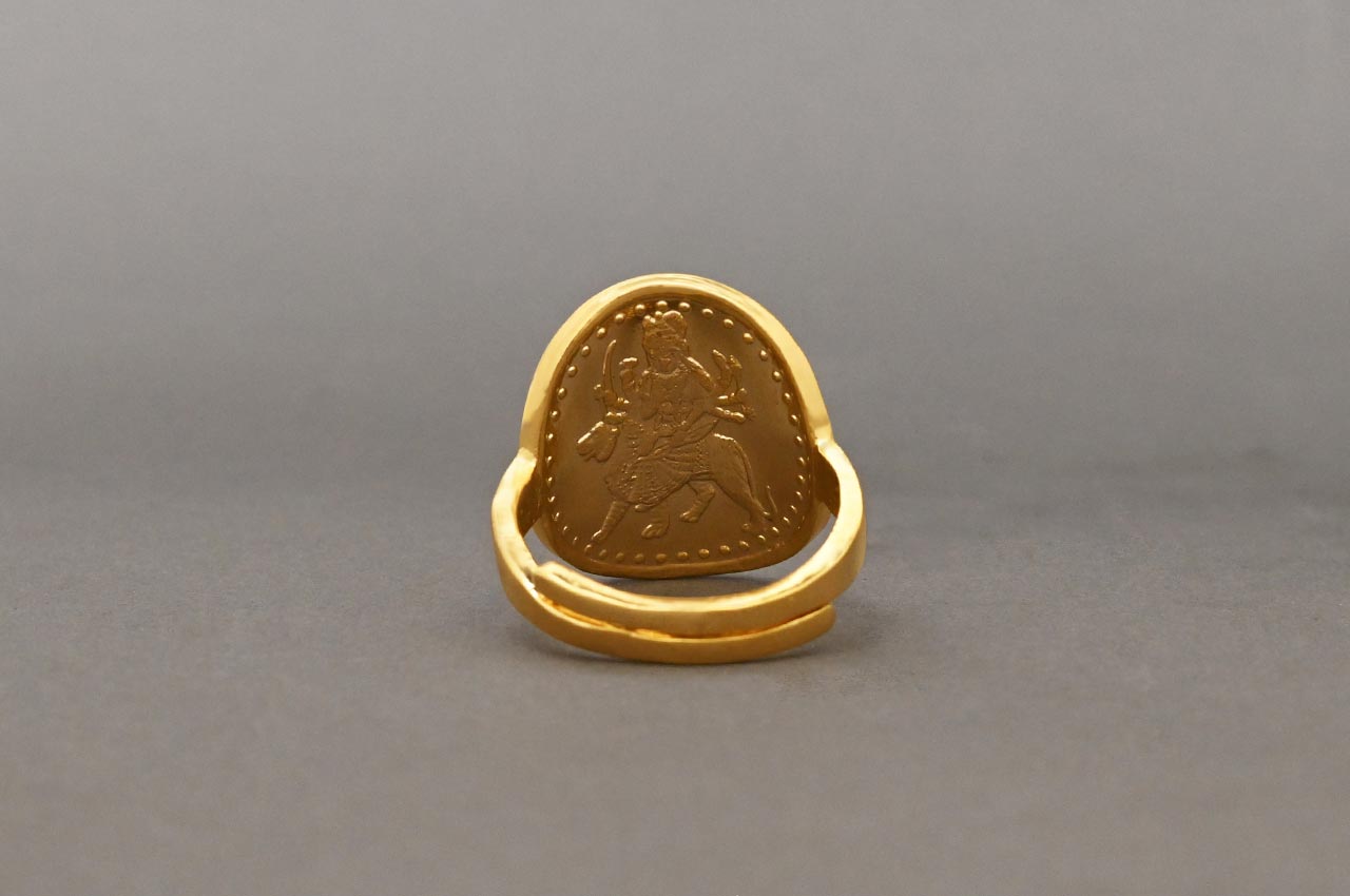 Shree Durga Bisa Yantra Ring in Pure Gold (22K) - Rudra Centre