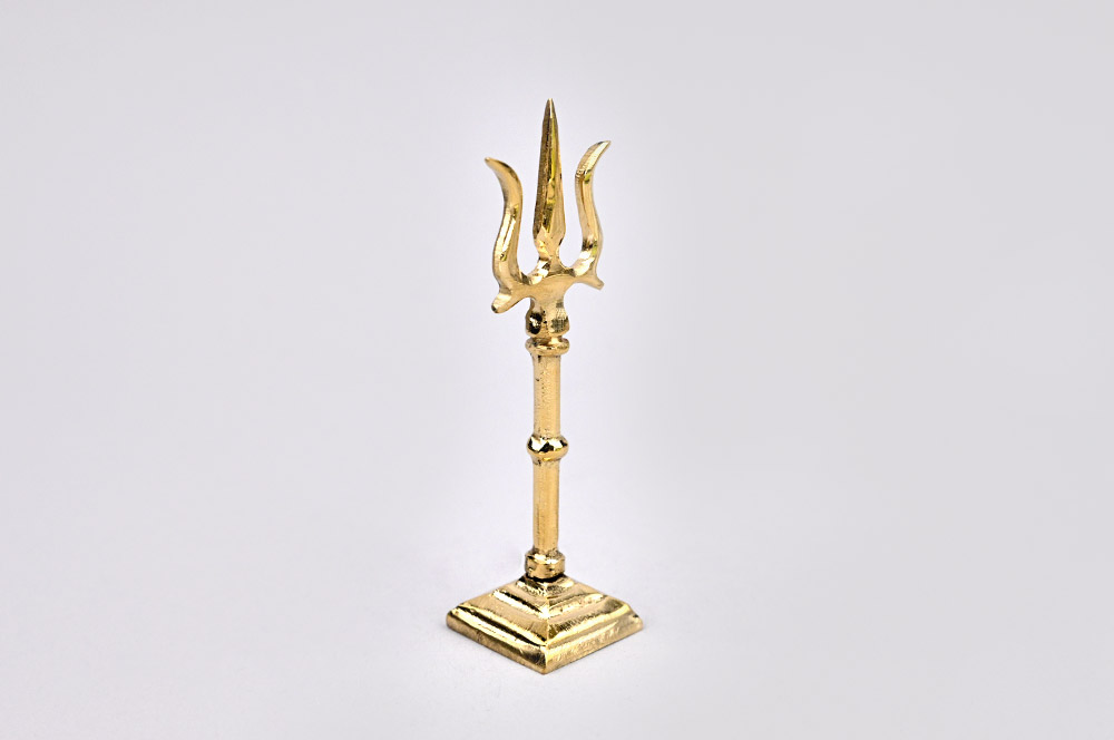Trishul (Trident) Divine Weapon of Shiva in Brass - Rudra Centre