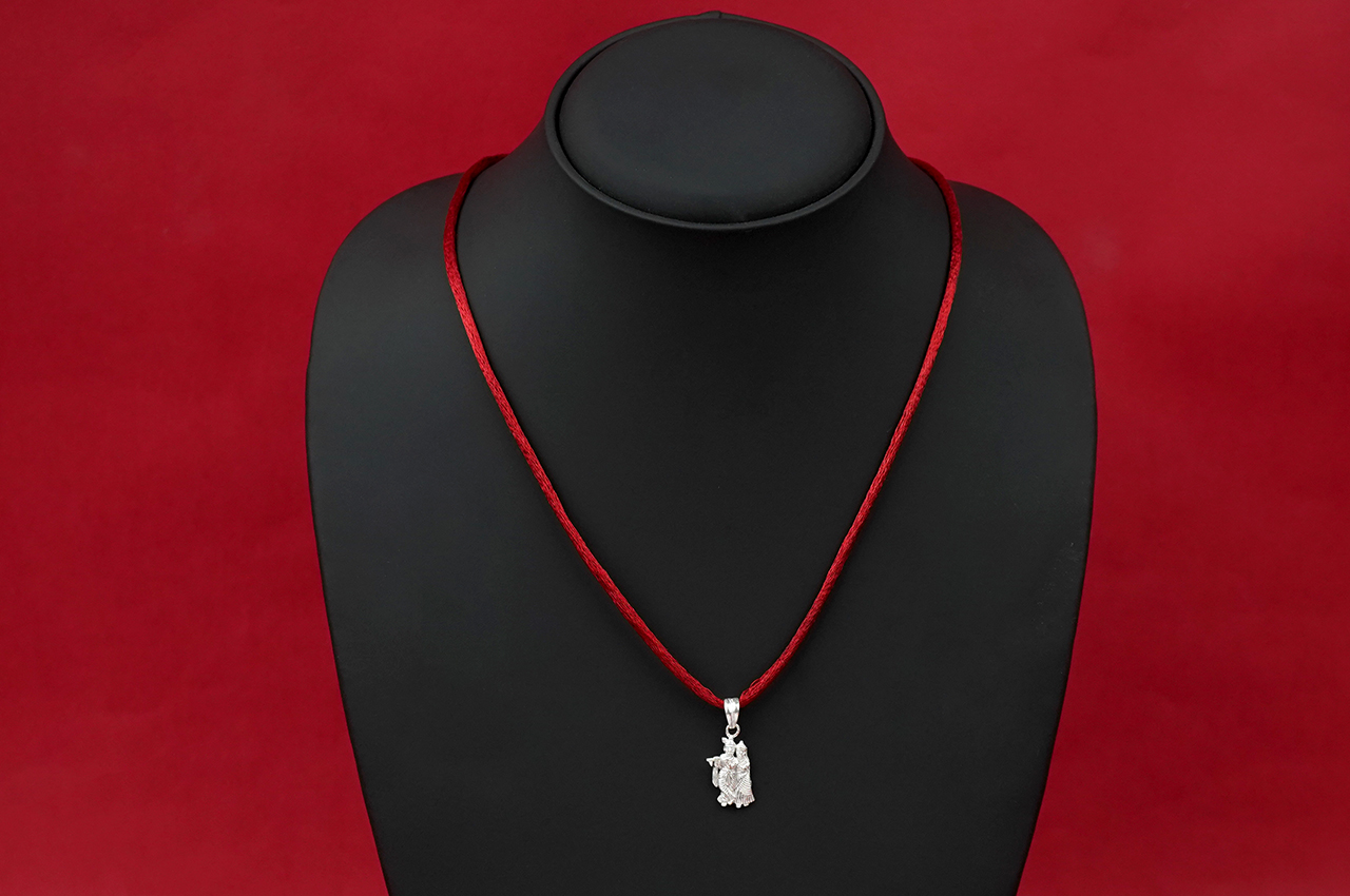 Radha Krishna Locket in Pure Silver V