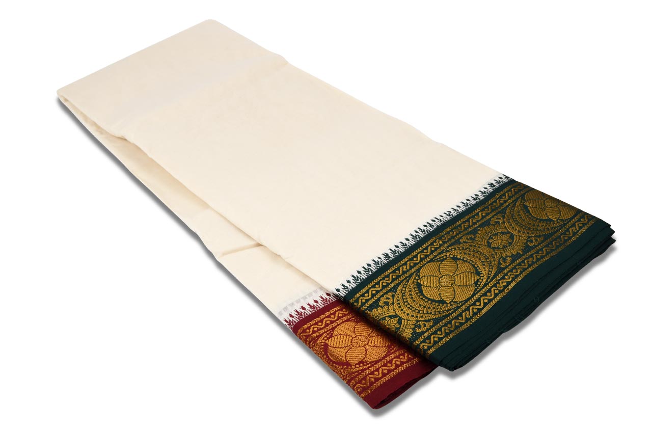 Purchase Traditional Cotton Puja Dhoti (Red & Green) Online @ Best ...