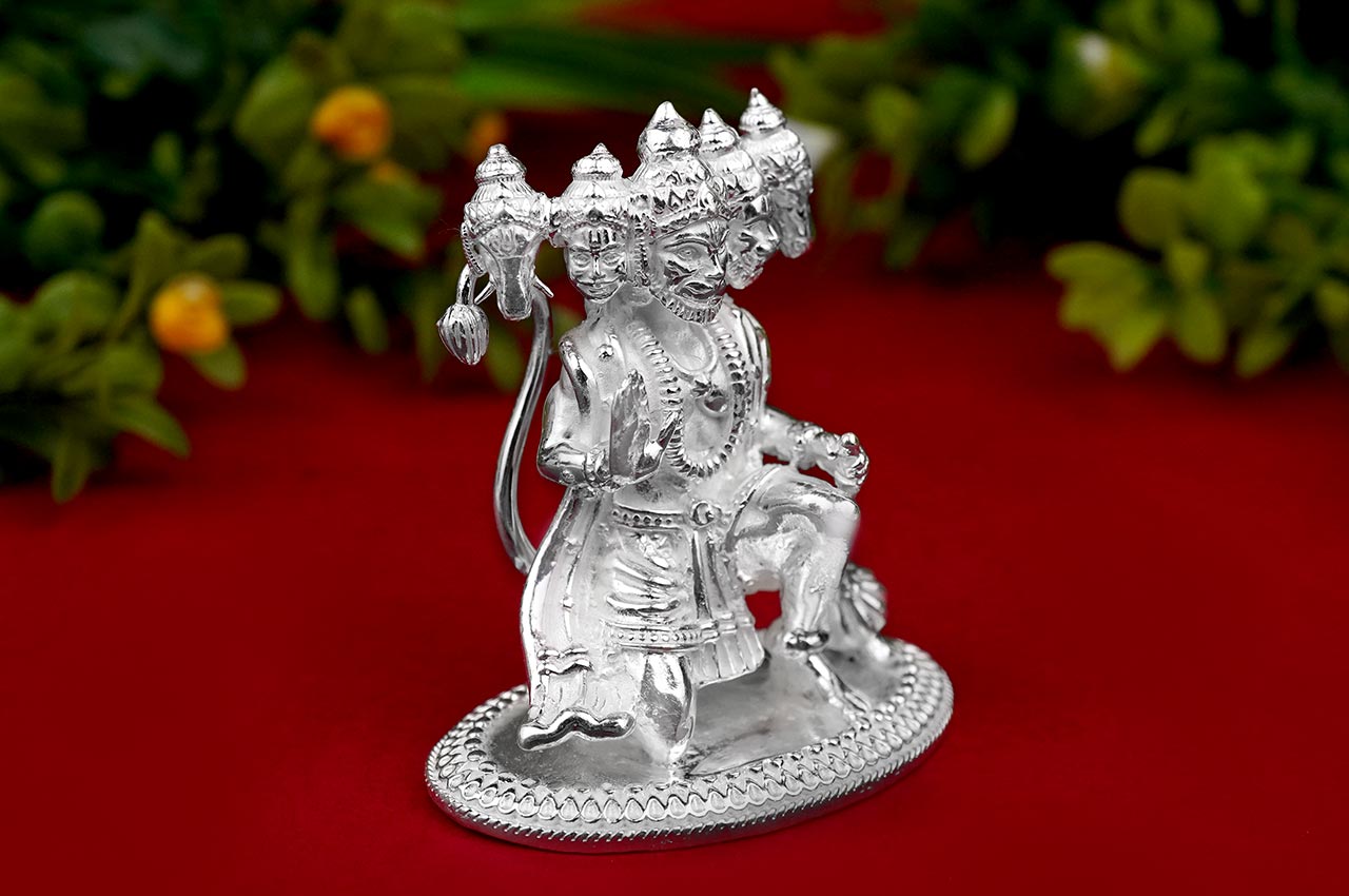 Panchmukhi Hanuman Idol (925 Sterling Silver) - Rudra Centre