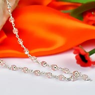 Rose Quartz Mala - 4 mm in Pure silver with Flower caps