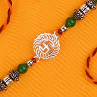 Buy Swastik Design Rakhi in Pure Silver in thread - II