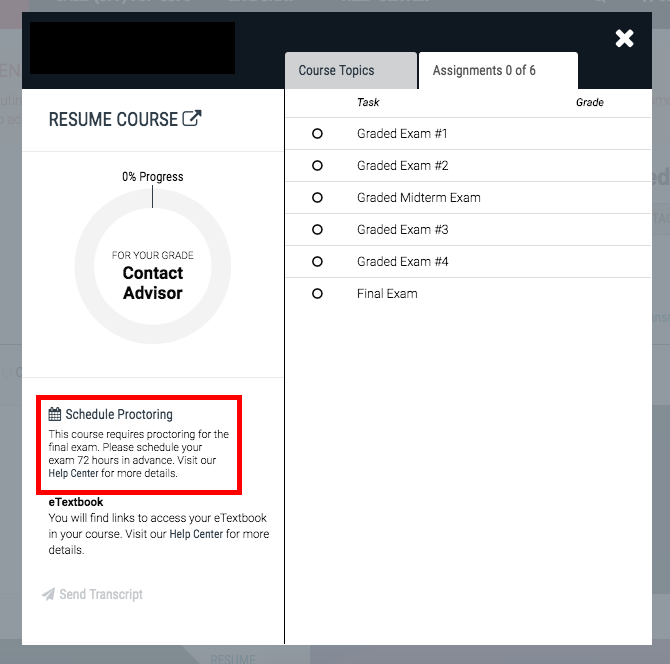 Return to your Myline and click "Schedule proctoring" to start your ...